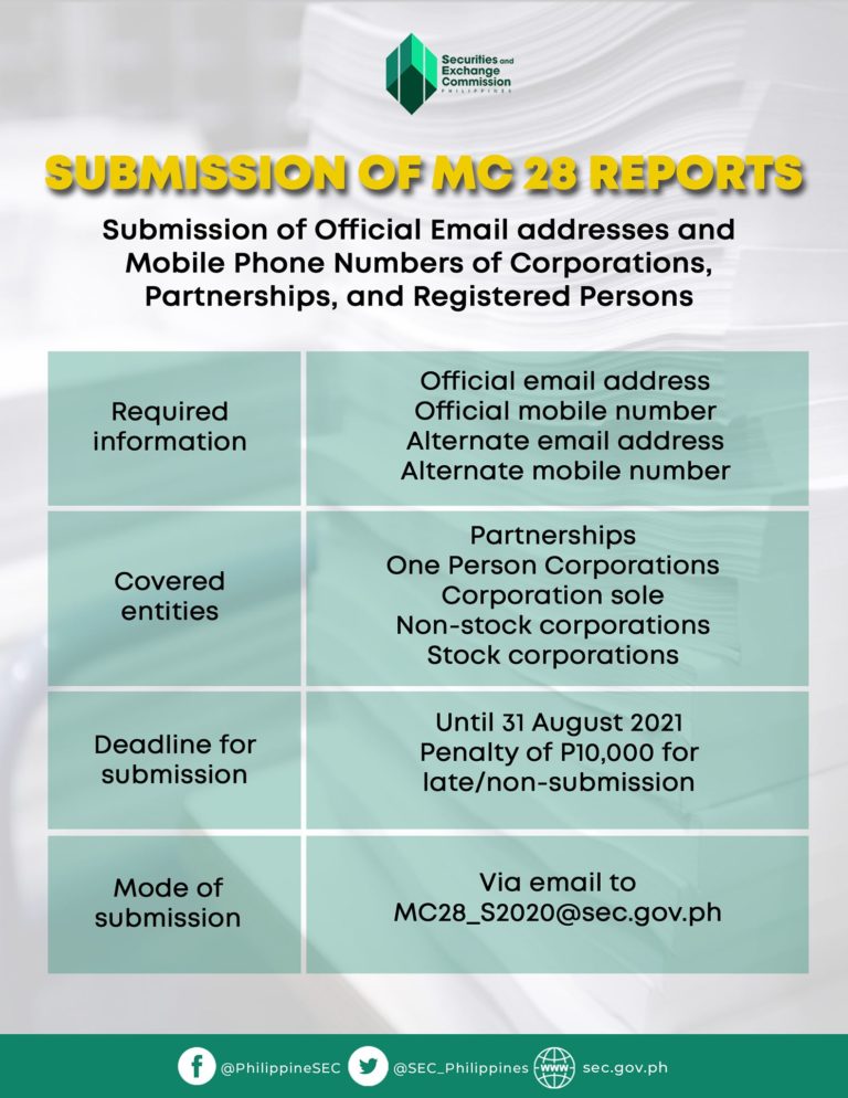 SUBMISSION OF MC28 REPORTS – MBTG Tax & Accounting Services